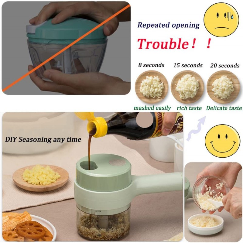 4 In 1 Handheld Rechargeable Vegetable Cutter Chopper - Vegetable ...