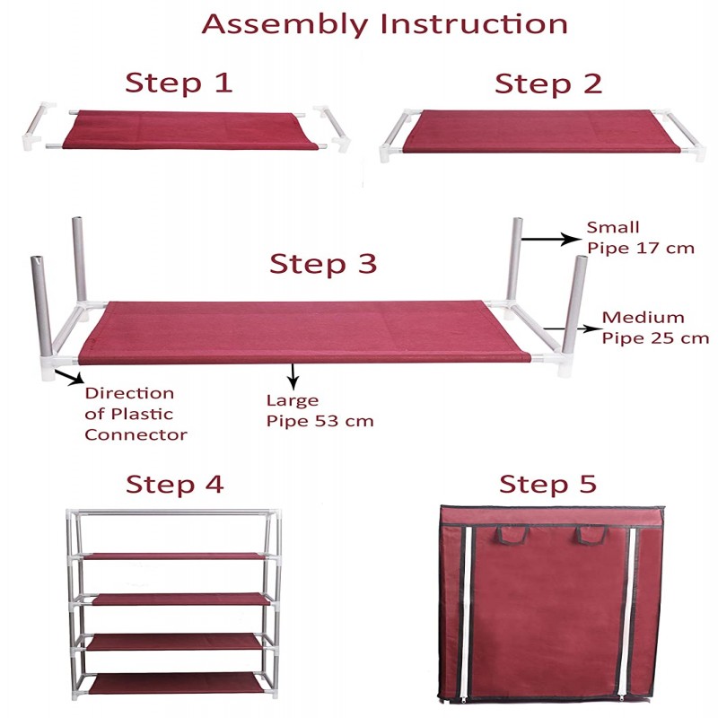 Shoe Rack & Wardrobe 5 layers Portable Shoe Rack