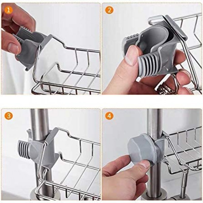 1pcs Stainless Steel Faucet Storage Rack - Adjustable Sink Draining ...