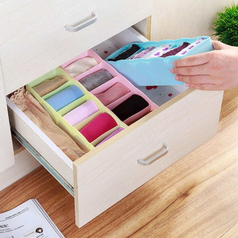 5 Cells Plastic Storage Box - Drawer Cosmetic Divider Tidy Organizer ...