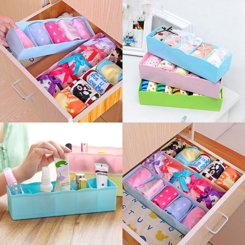 5 Cells Plastic Storage Box - Drawer Cosmetic Divider Tidy Organizer ...