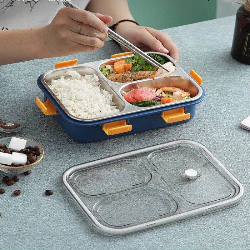 3 Compartment Stainless Steel Insulated Lunch Box - Perfect Tiffin Box ...