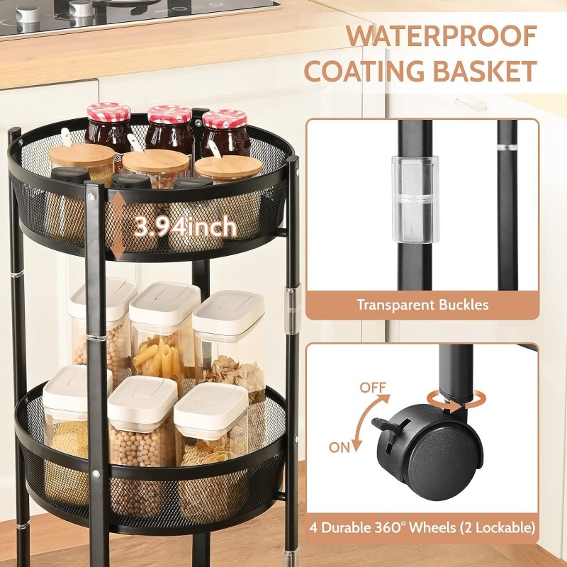 3 Layer Foldable Kitchen Trolley Collapsible Vegetable Fruit Rack