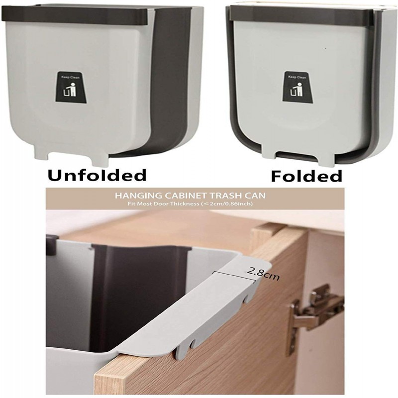 Hanging Trash Can Kitchen Cabinet Door Collapsible Dust Bin - NY-Store