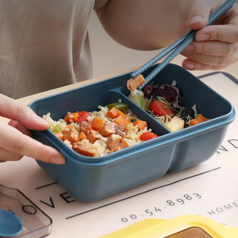 850ml Eco-Friendly Food Grade Plastic Bento Lunch Box with Spoon and ...