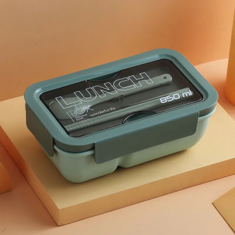 850ml Eco-Friendly Food Grade Plastic Bento Lunch Box with Spoon and ...