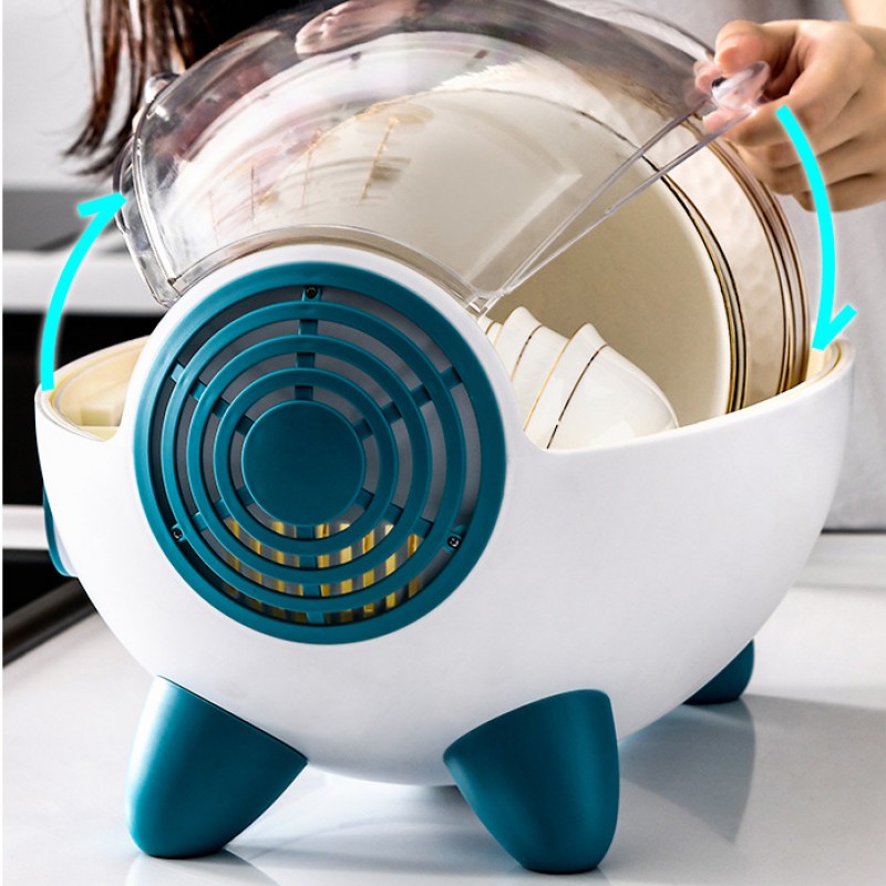 Kitchen Bowl Rack Cutlery Storage Box Dish Leaching Bowl With Cover ...