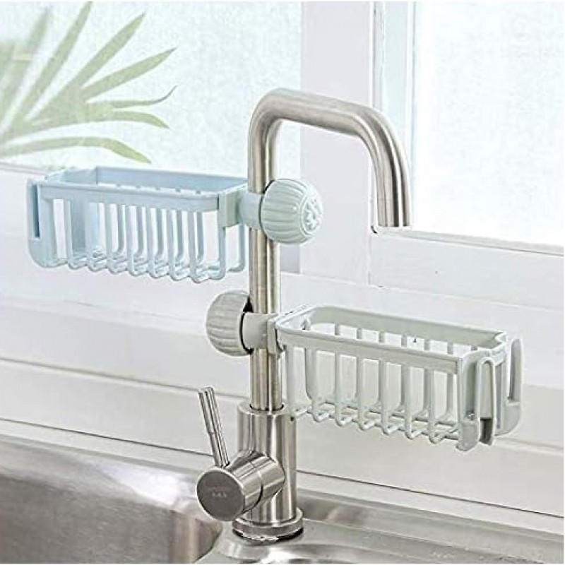 Kitchen Faucet Sponge Holder Sink Caddy Organizer Drain Rack Storage ...