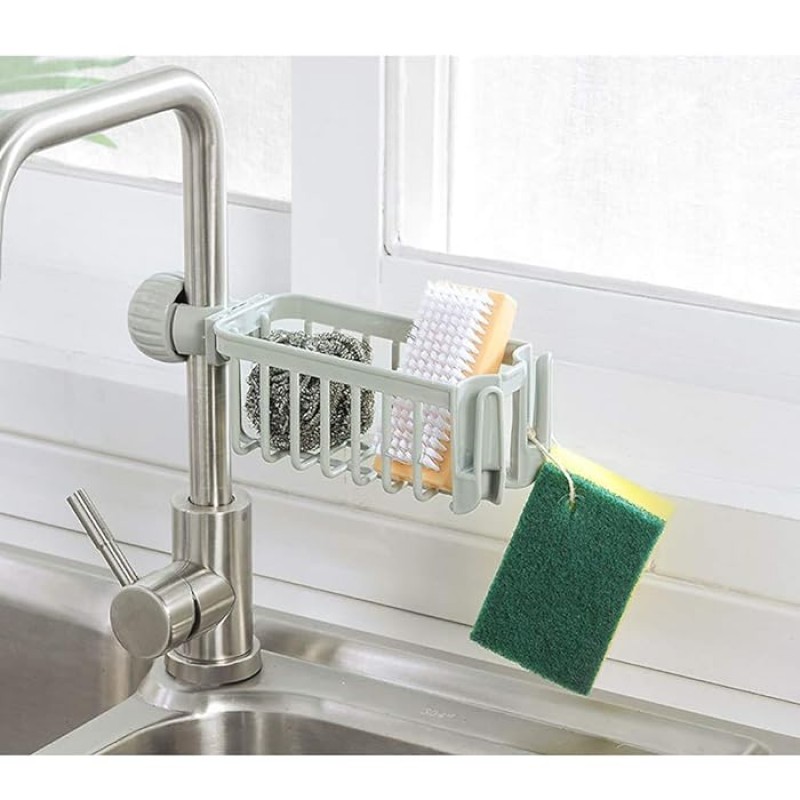 Kitchen Faucet Sponge Holder Sink Caddy Organizer Drain Rack Storage ...