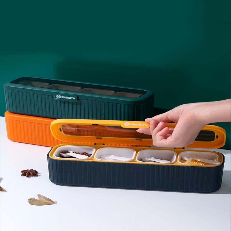 4-Compartment Seasoning Jar Storage Container - Seasoning Box - NY-Store
