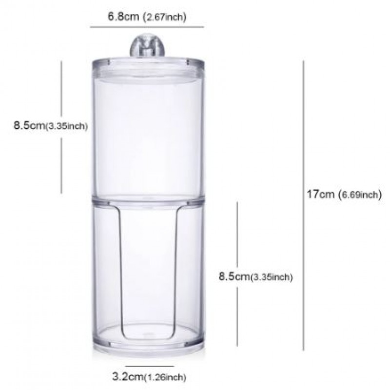 Two-Layer Acrylic Cotton & Pad Box Organizer Transparent Round ...