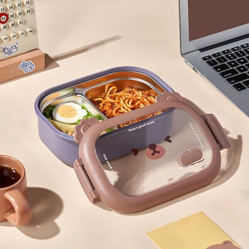 Stainless Steel Children Bento Lunch Box - Bear Cartoon Lunch Box - NY ...