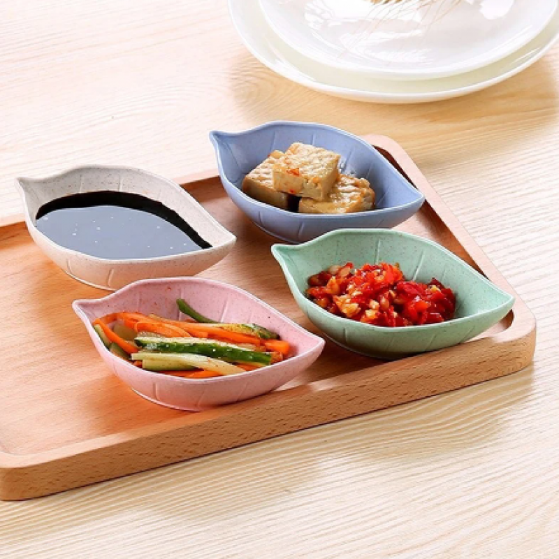 (Pack of 2) Multipurpose Leaf-Shape Small Seasoning Saucers Appetizer ...