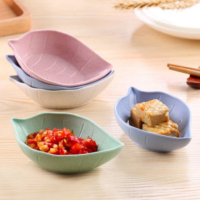 (Pack of 2) Multipurpose Leaf-Shape Small Seasoning Saucers Appetizer ...