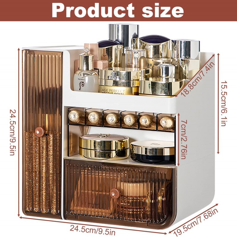 Large Makeup Organiser Desktop Drawers for Vanity - Cosmetic Desk ...