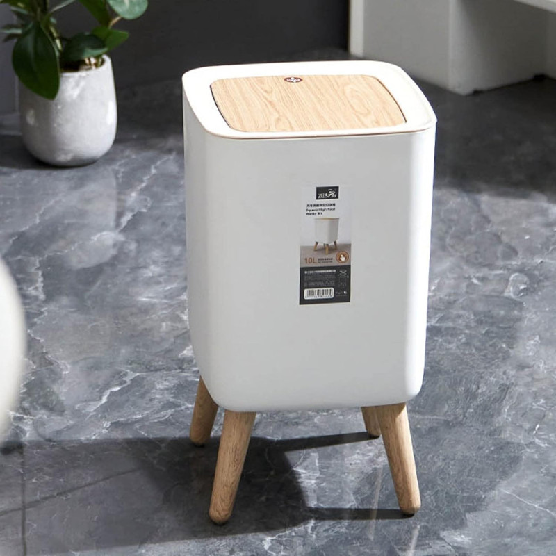 Dustbin High Foot with Lid - Press Type Waste Bin Garbage Container ...