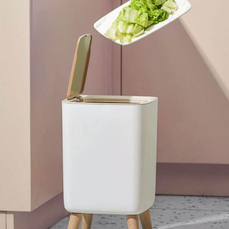 Dustbin High Foot with Lid - Press Type Waste Bin Garbage Container ...