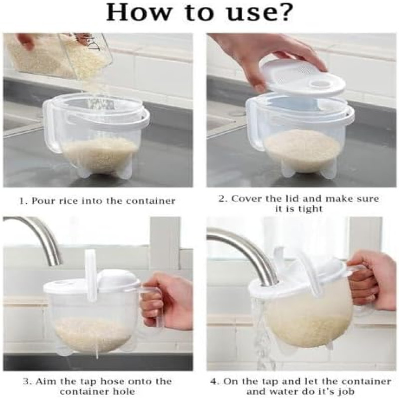 Rice Washer - Manual Plastic Rice Cleaner Washing Bowl with Handle - NY ...