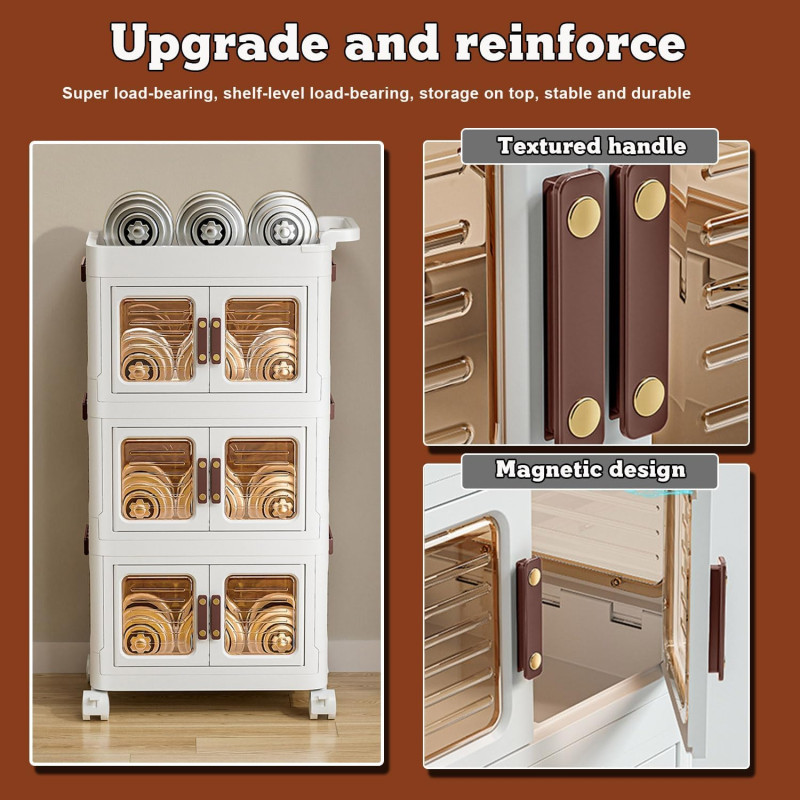 3 Levels Kitchen Trolley with Handles - Multi-Purpose Trolley with ...