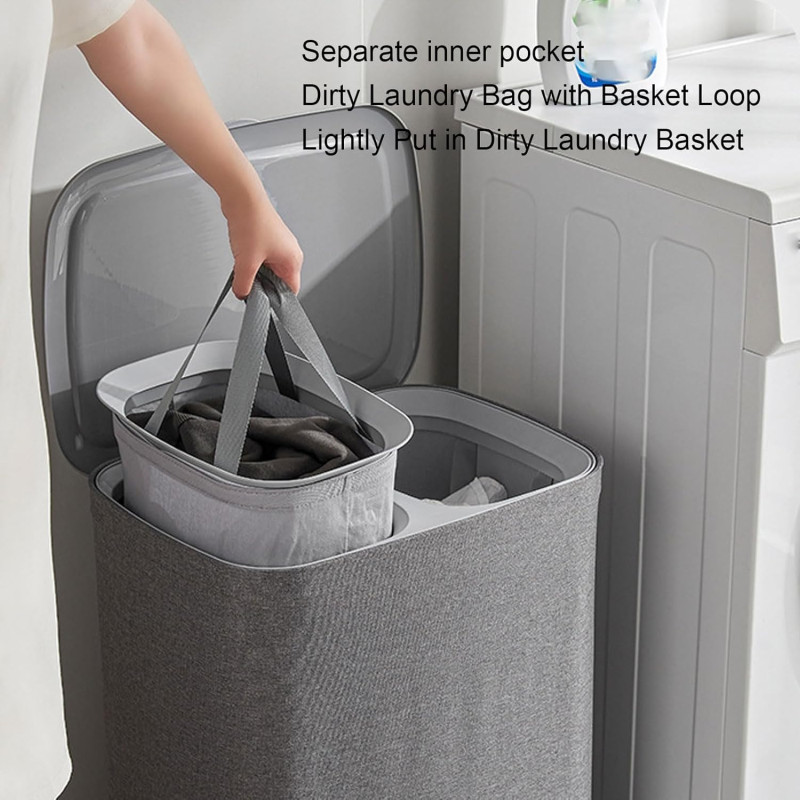 Laundry Basket with Lid - Dual Compartment Design Laundry Hamper - NY-Store