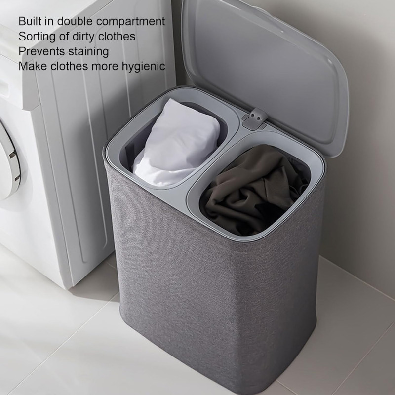 Laundry Basket with Lid - Dual Compartment Design Laundry Hamper - NY-Store