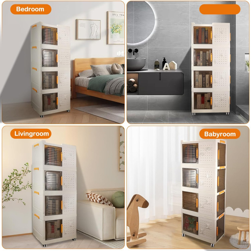 Narrow Storage Cabinet - Multifunctional Foldable Storage Cabinet with ...