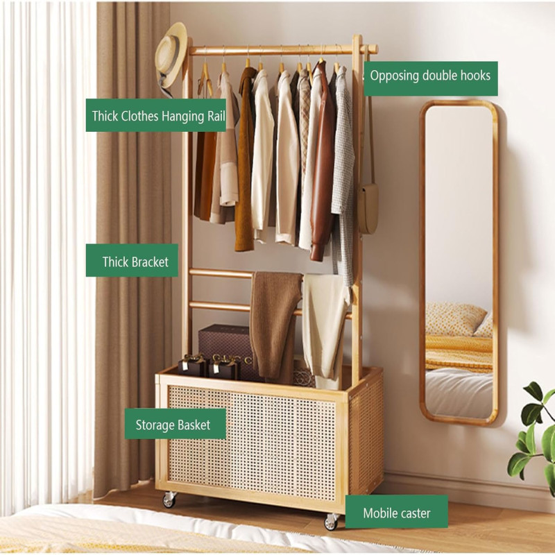 Multifunctional Bamboo Clothes Hanger - Freestanding Bamboo Clothes ...