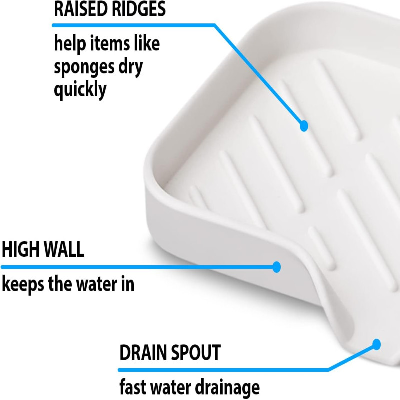 Silicone Soap Dish & Kitchen Soap Tray - Durable Rubber Soap Dish with ...