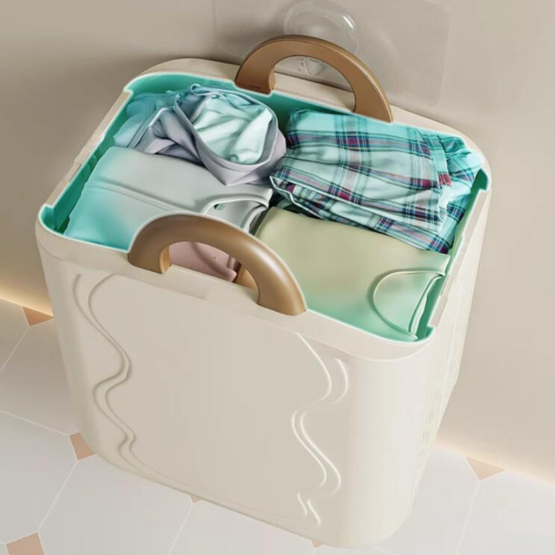 Hanging Laundry Hamper With Carry Handle - Foldable Plastic Laundry ...