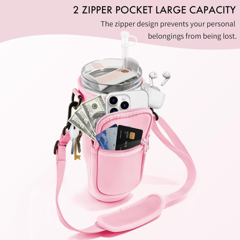 Tumbler Carrier Bag With Mobile Phone Pocket - Bottle Holder with ...