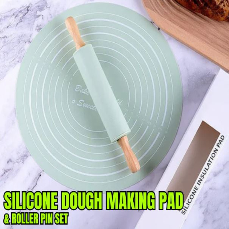 Silicone Food Grade Non-Stick Dough Mat & Roller Pin Set - NY-Store