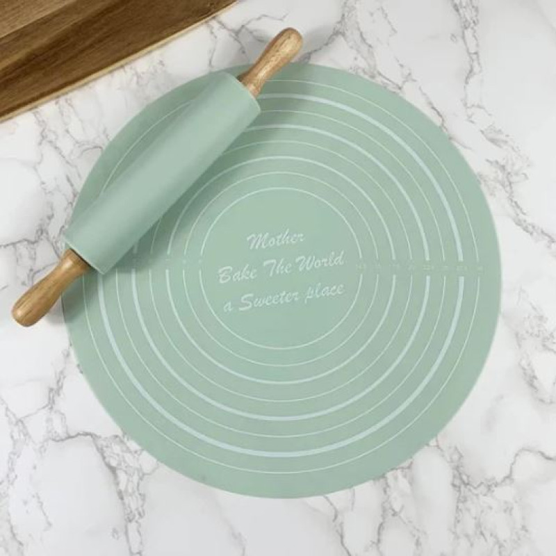 Silicone Food Grade Non-Stick Dough Mat & Roller Pin Set - NY-Store