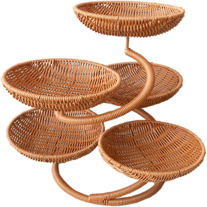 Fruit Basket Multipurpose Creative Rattan Display Stand for Fruits And ...