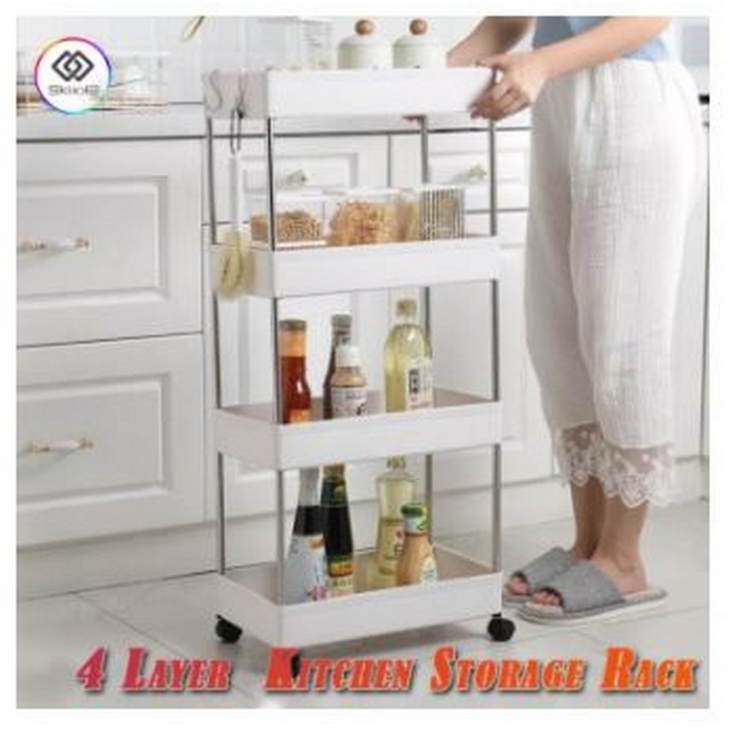 4 Layer Gap Storage Rack - Movable Slim Slide Tower Rack - NY Store