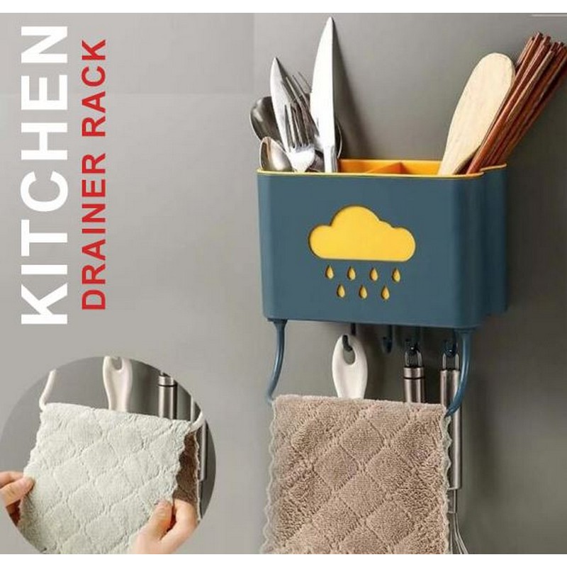Wall Mounted Cutlery Drainer Rack - Utensil Cutlery Holder - NY Store