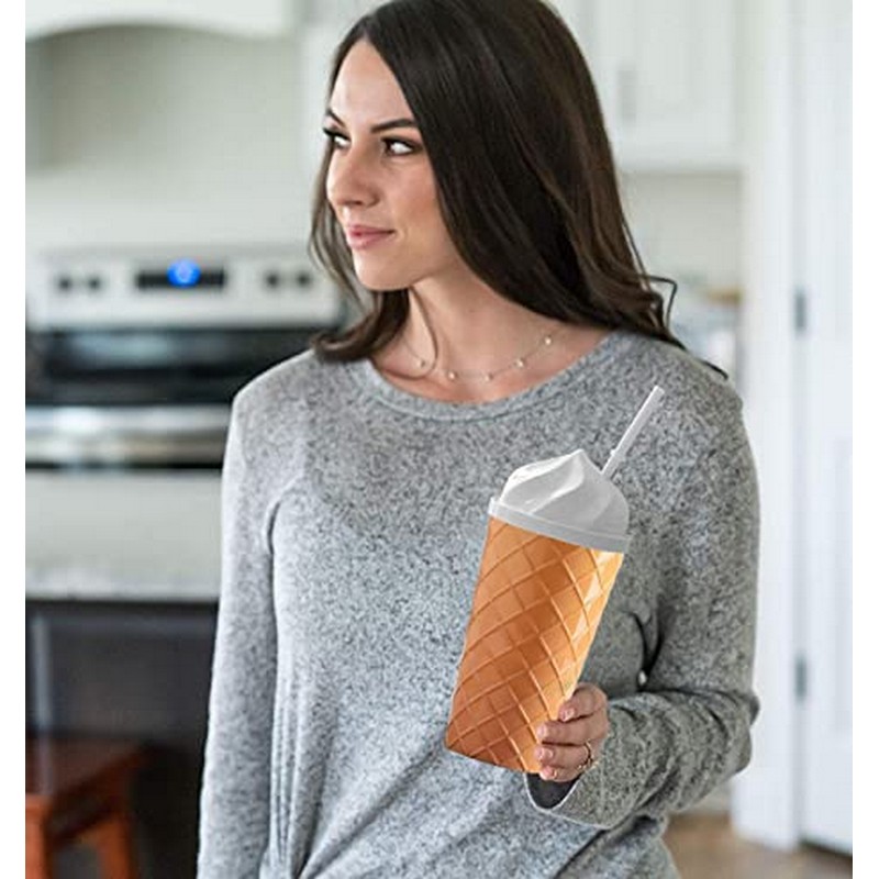 Ice Cream Cone Tumbler - Kids Sipper With Lids And Straws - NY Store