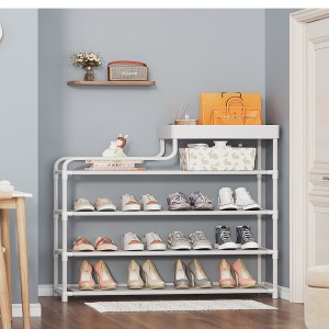 Adjustable Shoe Rack Organizer With Storage Shelf - Multipurpose Shoe ...