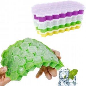 Honeycomb Ice Tray With Lid - Reusable Flexible Stackable Ice Trays ...